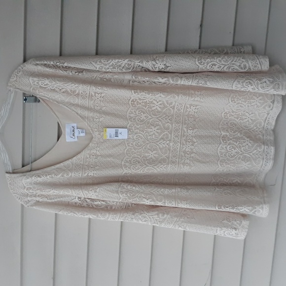 Simply Emma | Tops | Nwt Simply Emma Crochet Top Shirt Sandshell Plus ...